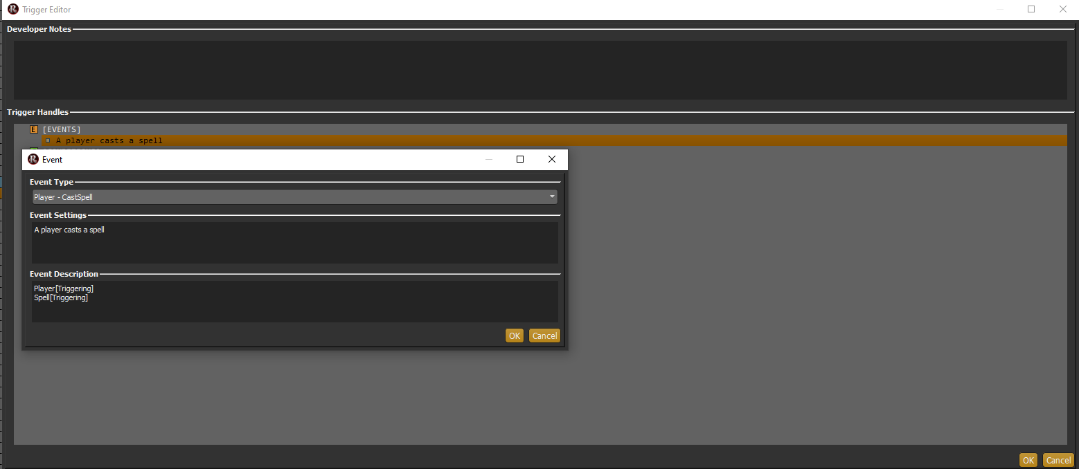 [Modding Bug] Resource Editor - Trigger Editor - "A player casts a spell" event doesn't apply to ...
